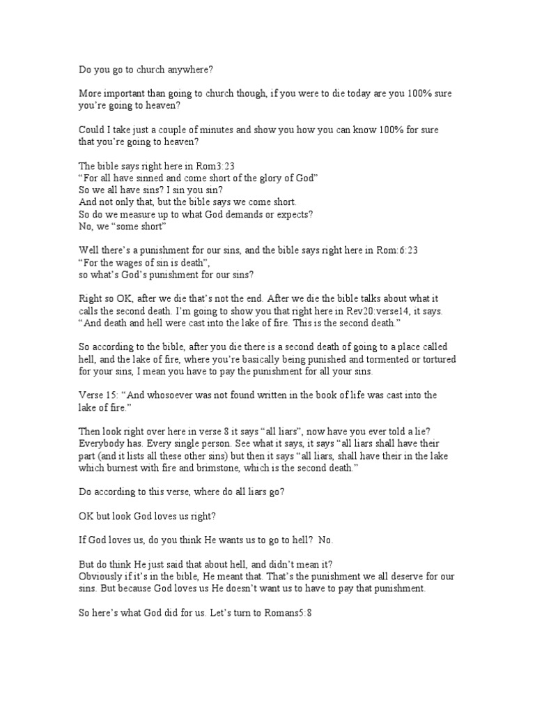 Soul Winning Script | PDF | Eternal Life (Christianity) | Hell