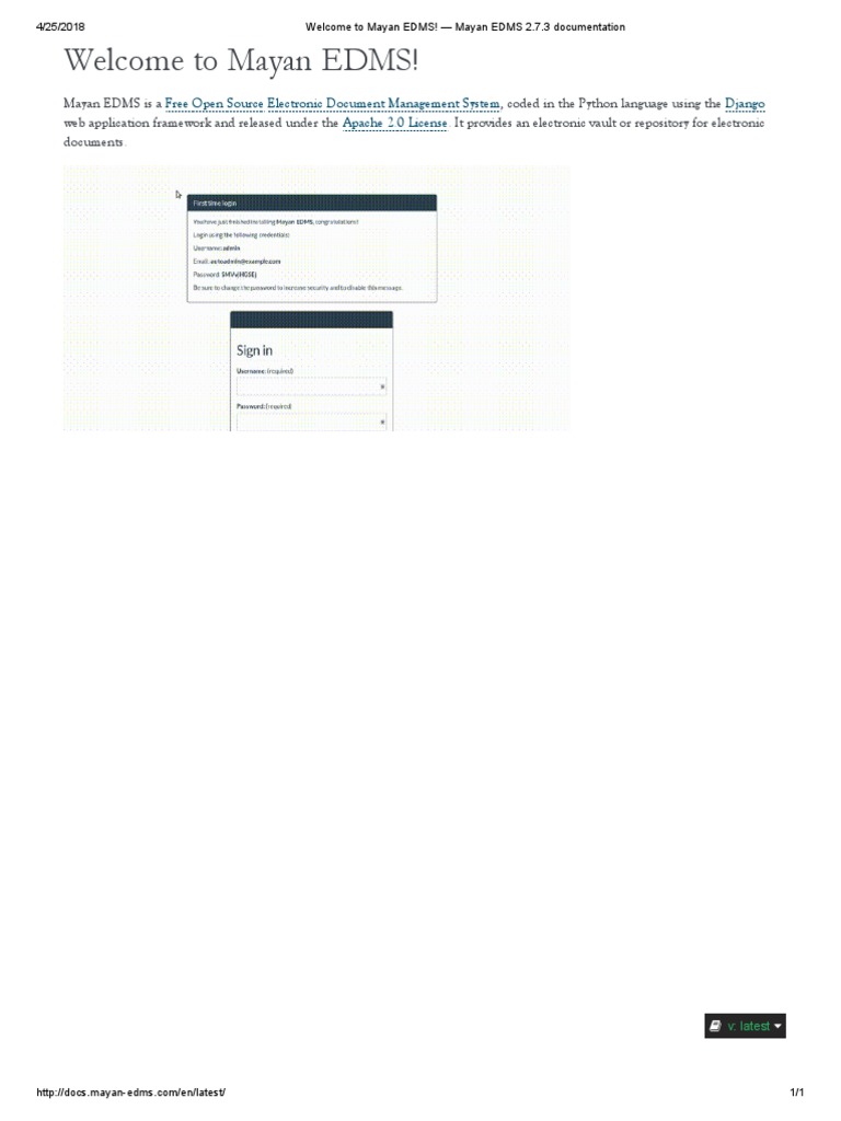 Welcome To Mayan EDMS! - Mayan EDMS 2.7.3 Documentation PDF | PDF