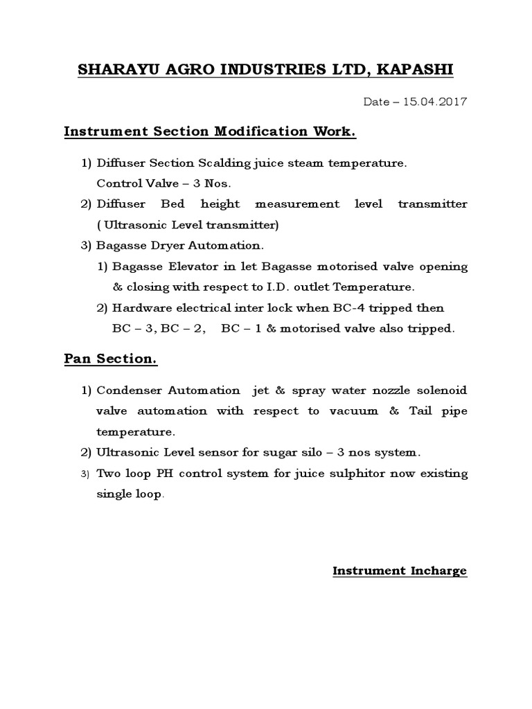 Instrumnet Modification Work. | PDF