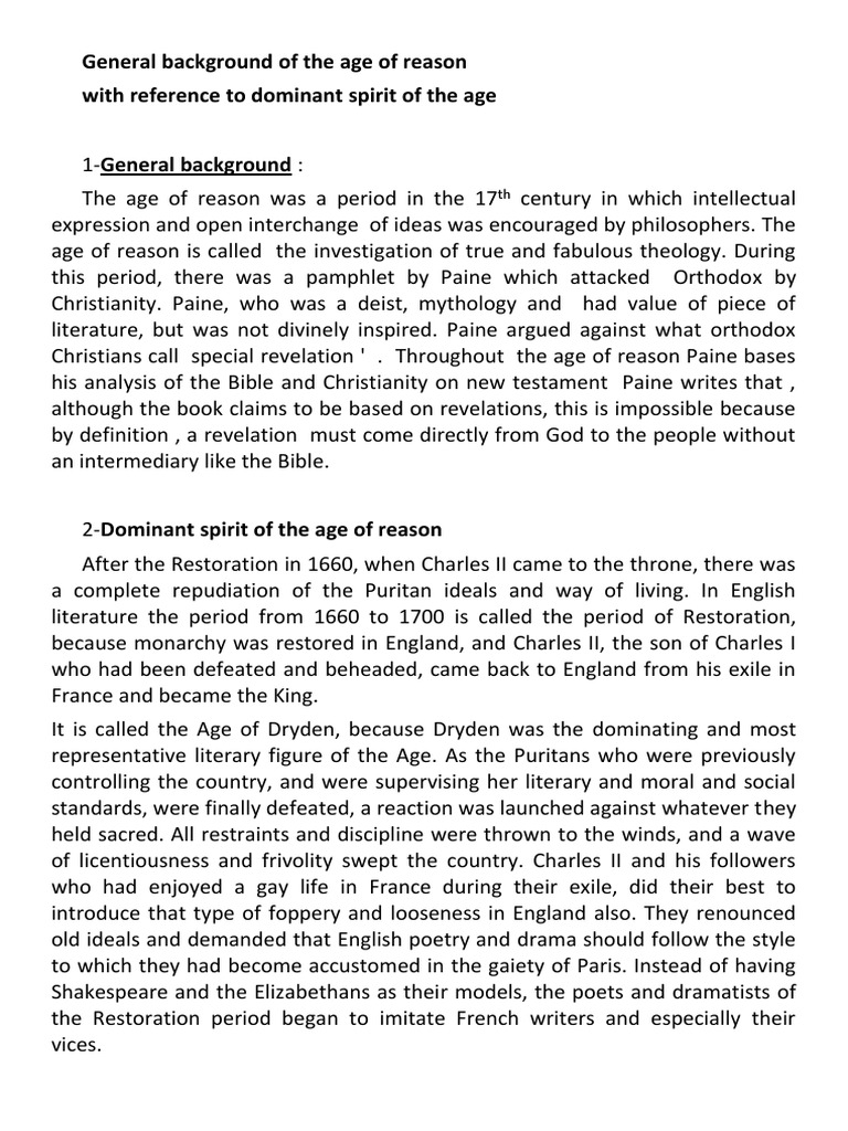 Age of Reason & Romanticism | PDF | Romanticism | Poetry