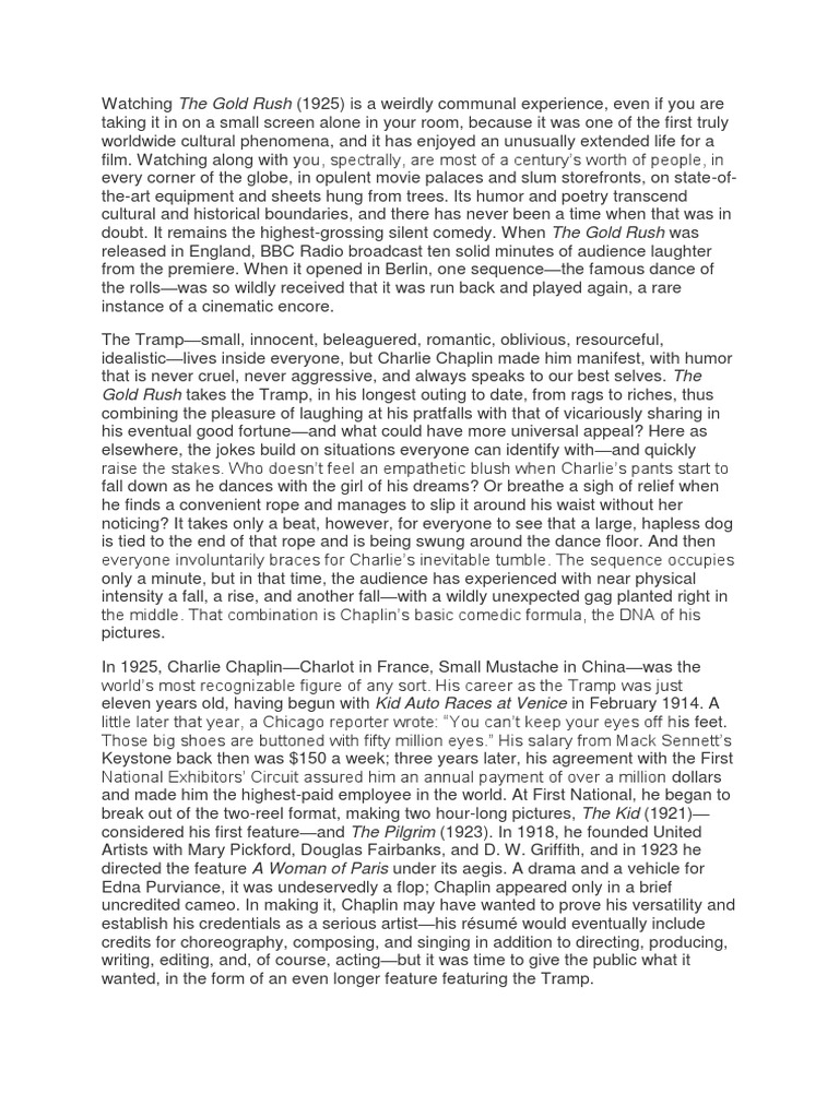 The Gold Rush | PDF | Charlie Chaplin