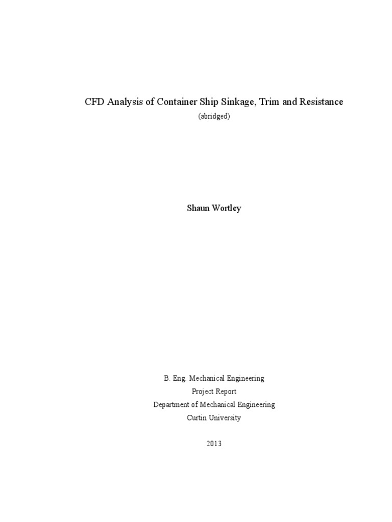 CFD Analysis of Container Ship Dynamics | PDF | Computational Fluid ...
