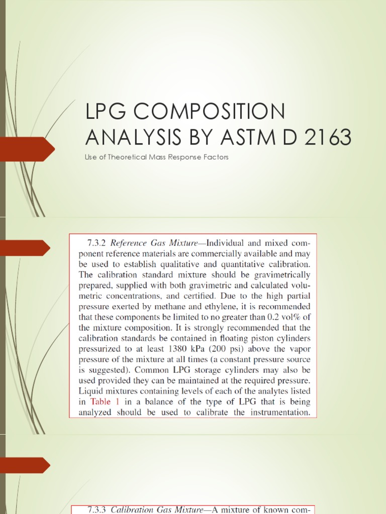 LPG Composition Analysis by Astm D 2163 | PDF
