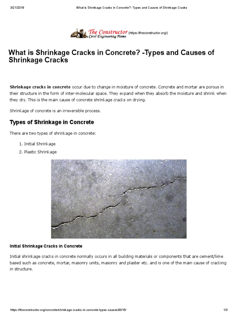 Causes and Types of Shrinkage Cracks in Concrete: A Comprehensive ...