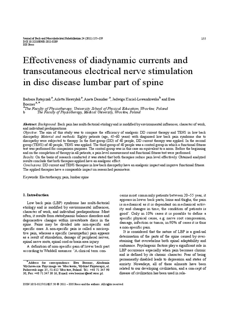 Effectiveness of Diadynamic Currents | PDF | Pain | Low Back Pain
