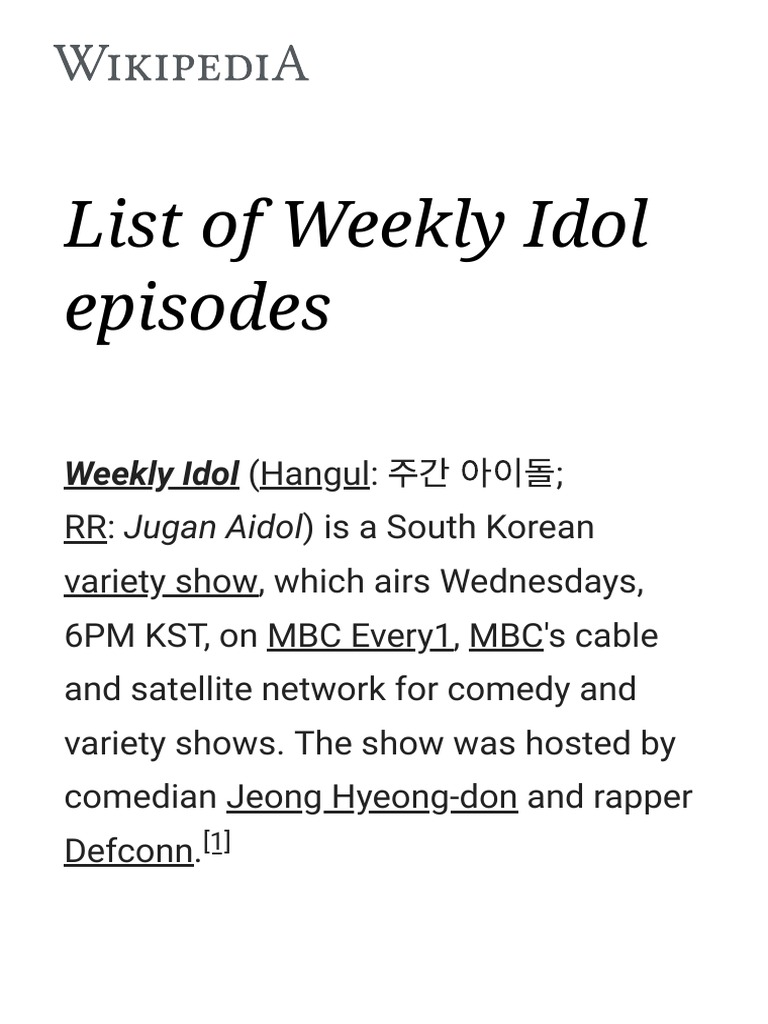 List of Weekly Idol Episodes - Wikipedia