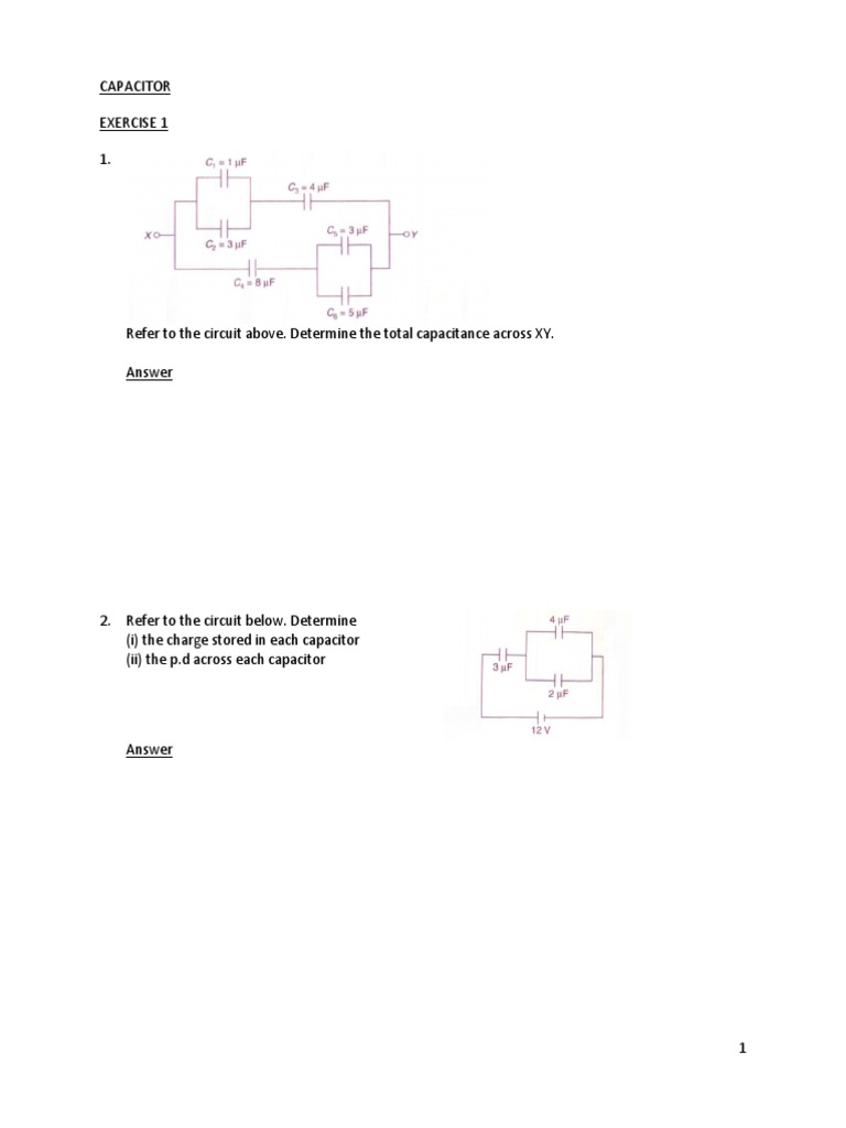Capacitor Exercise 1 1 | PDF