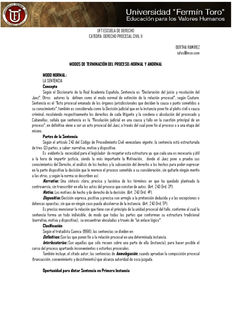Modos de Terminación del Proceso Civil | PDF | Ley procesal | Sentencia ...