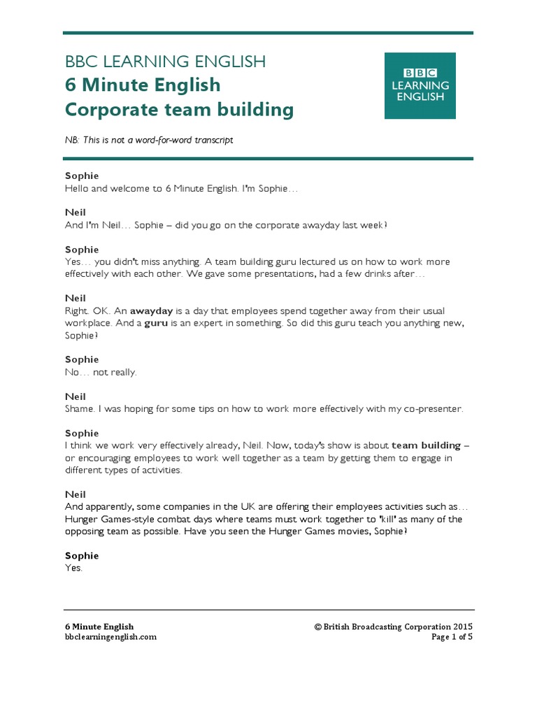 6min English Team Building | PDF