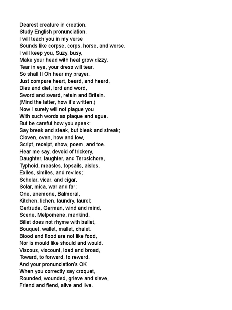 The Chaos by Dr. Gerard Nolst Trenité (Diferenciar Pronunciacion) | PDF ...