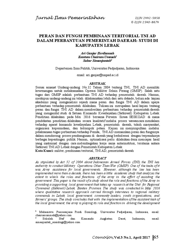 Peran Dan Fungsi Pembinaan Teritorial TNI AD | PDF