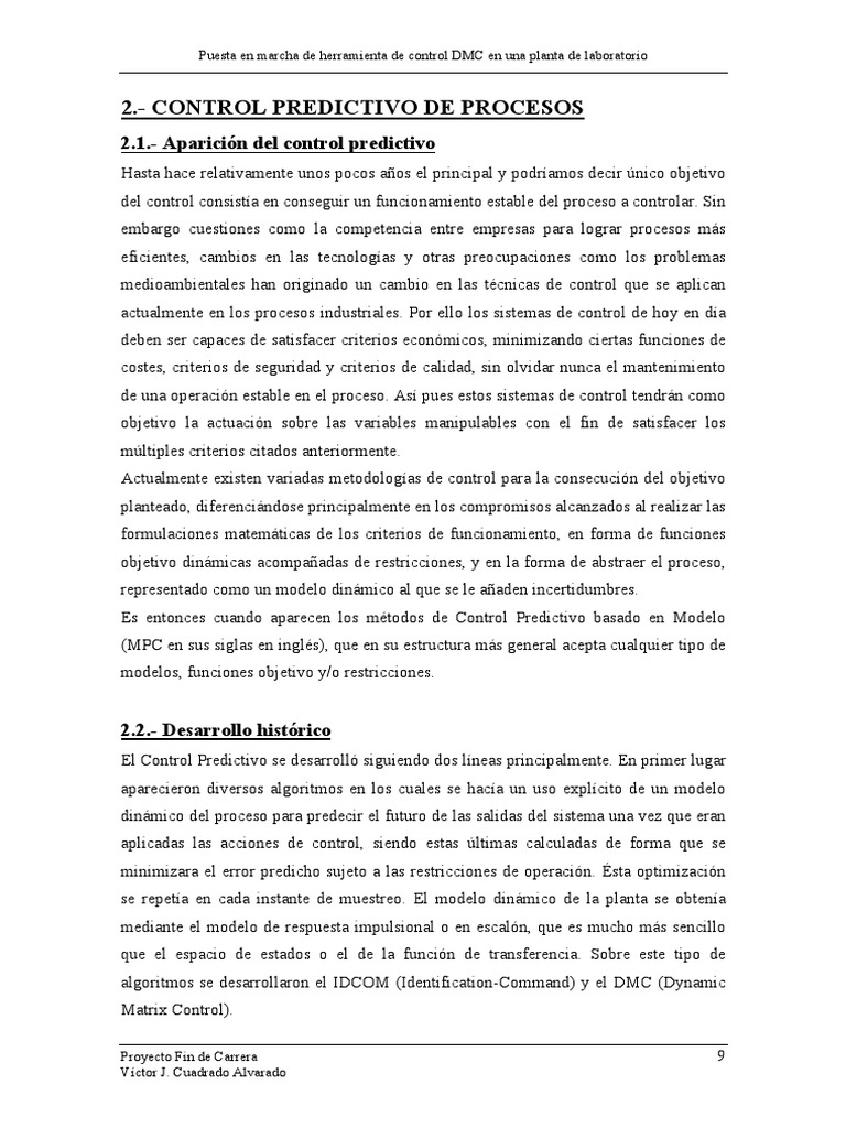 Control Predictivo | PDF | Sistema de control | Matriz (Matemáticas)