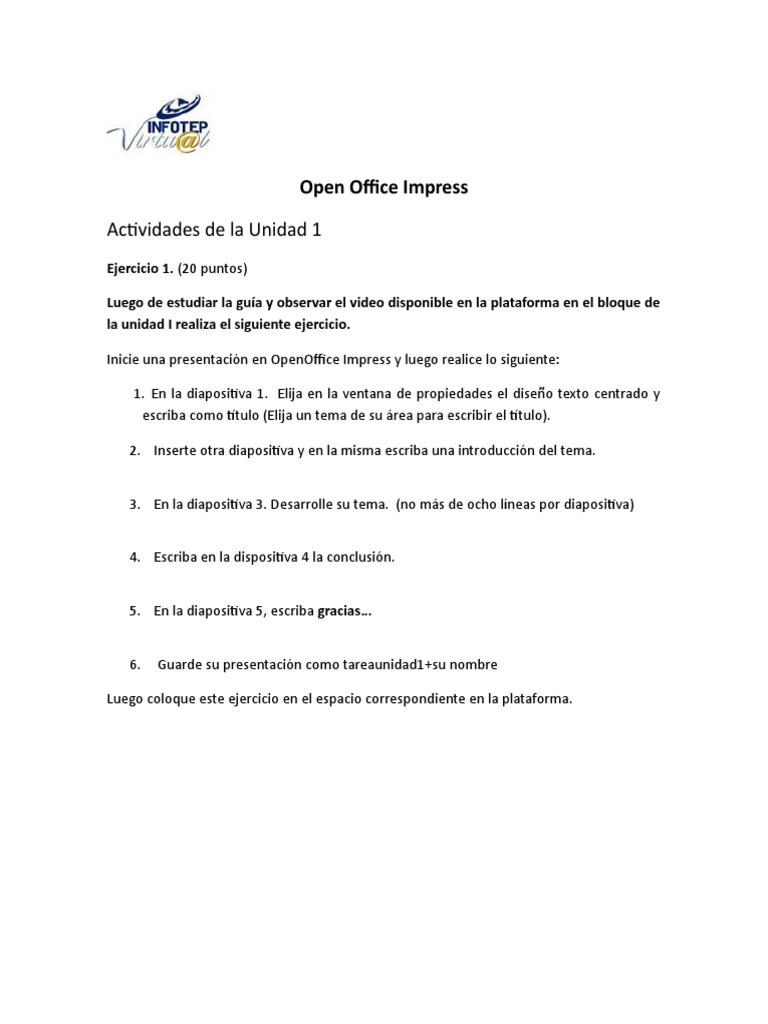 Actividades de OpenOffice Impress | PDF