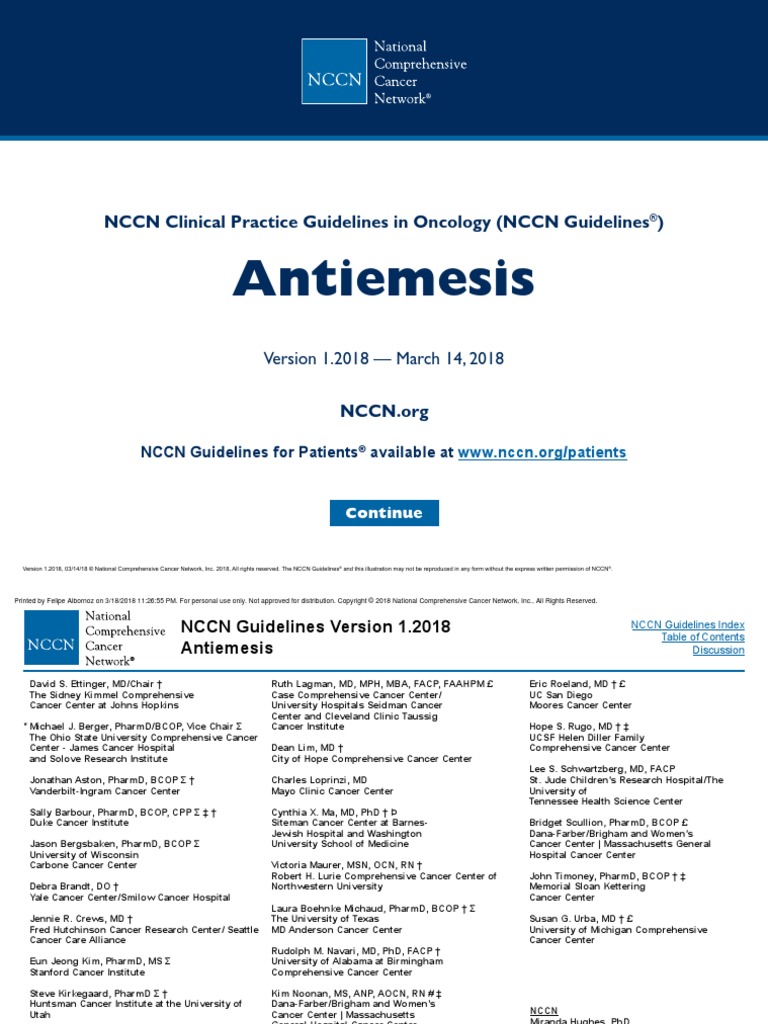 Anti Emesis | PDF | Chemotherapy | Vomiting