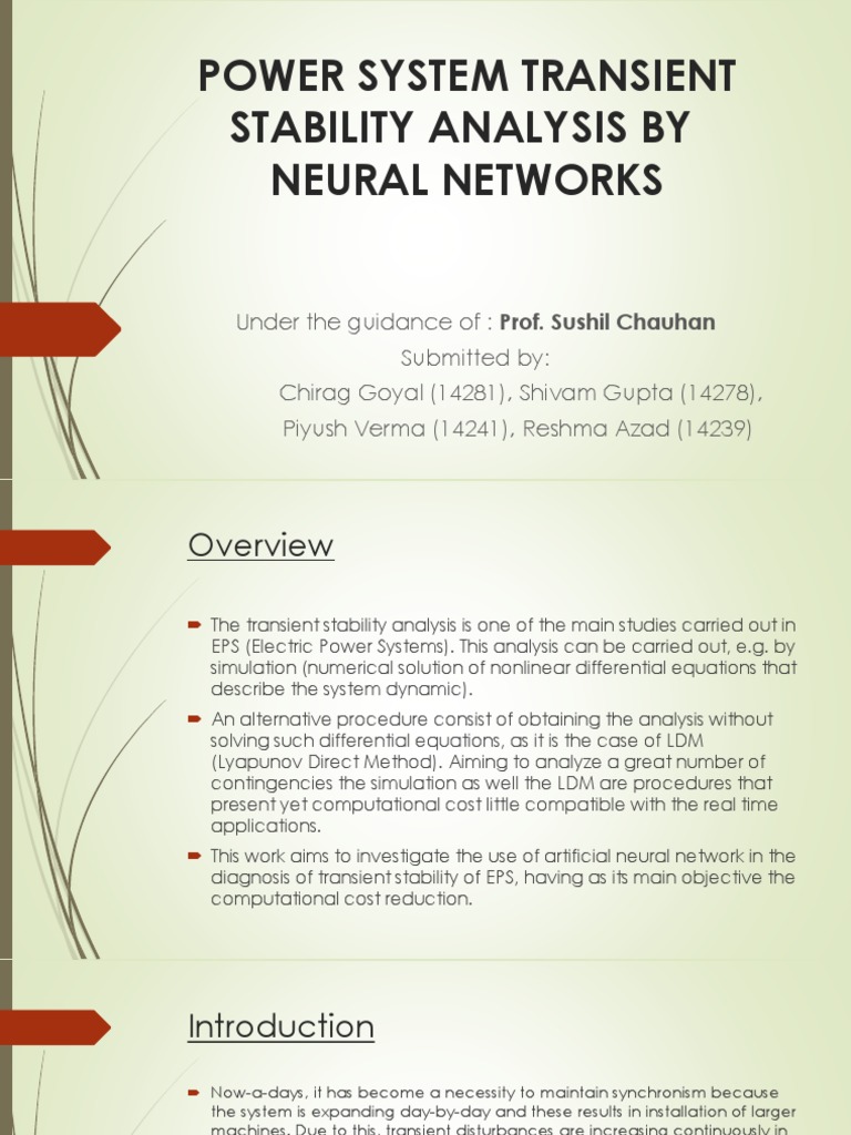 Power System Transient Stability Analysis by Neural Networks | PDF | Algorithms | Mathematical ...