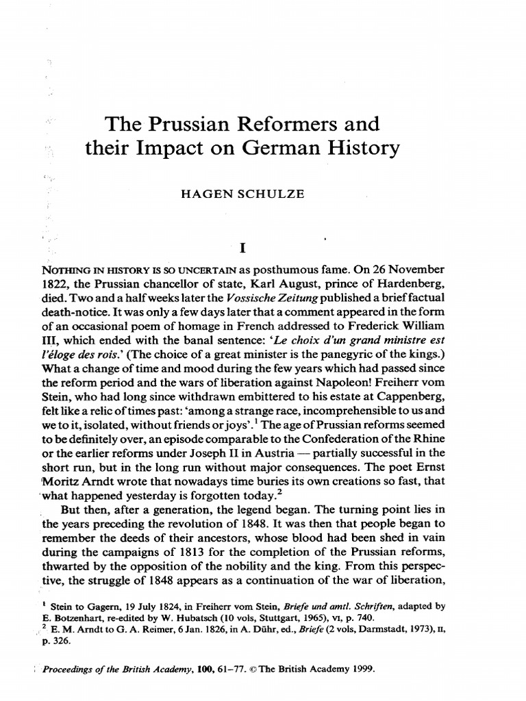 The Prussian Reformers and Their Impact On German History | PDF ...