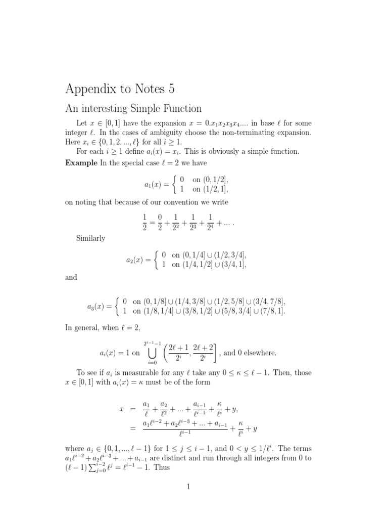 Appendix To Notes 5: An Interesting Simple Function | PDF | Measure ...
