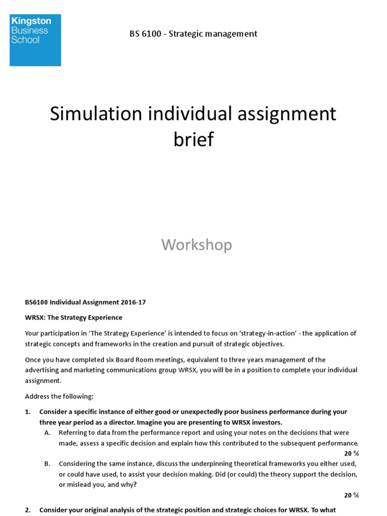 14 - Simulation Individual Assignment Brief - 2nd Question Updated ...