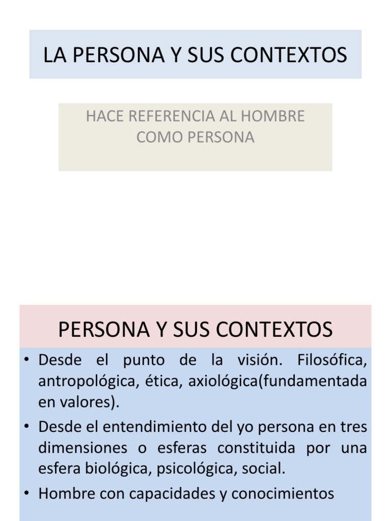 La Persona y Sus Contextos | PDF | Homo Sapiens | Existencia