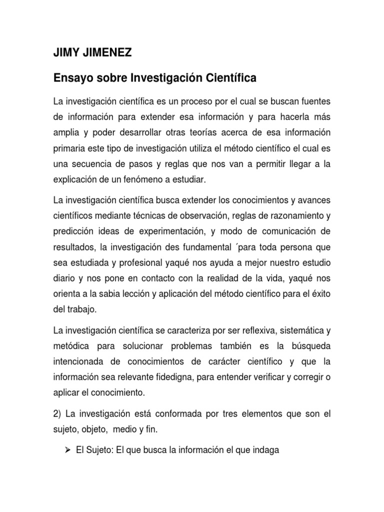 Ensayo Sobre Investigación Científica Ha Imprimir | Método científico ...