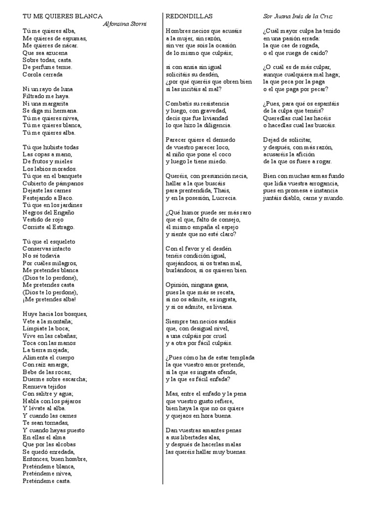 Tu Me Quieres Blanca y Hombres Necios | PDF | Naturaleza