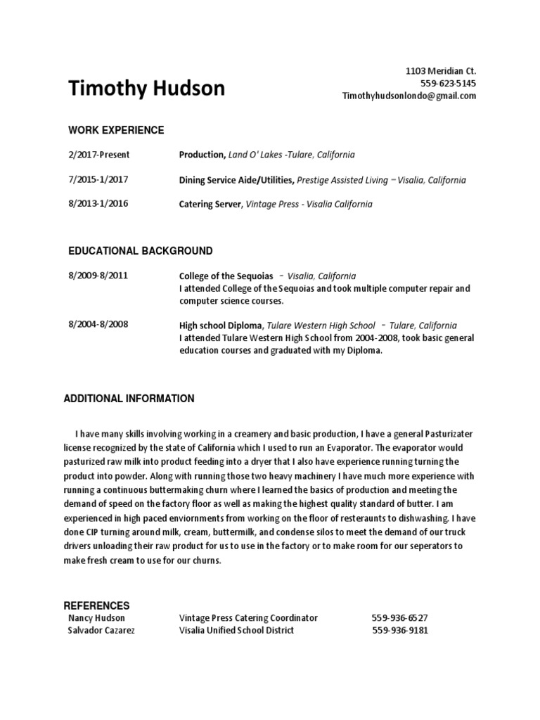 Timothy Hudson Resume | PDF