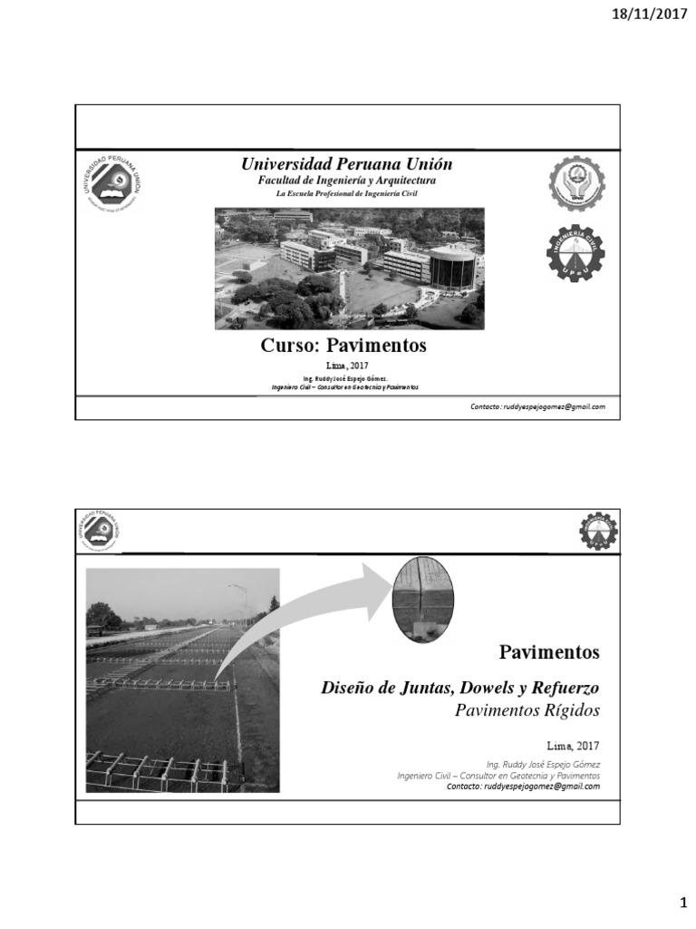 Diseño de Juntas, Dowels y Refuerzo en Pavimentos de C°H° (Criterios de ...