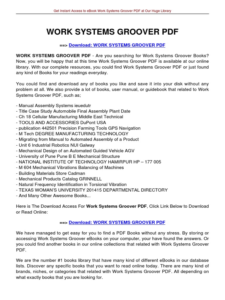 Work Systems Groover PDF Dnisterbiz | PDF | Automation | E Books