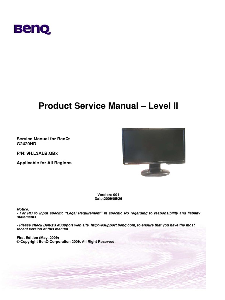 Benq g2420hd 101 PDF | PDF | Electronic Engineering | Electrical ...