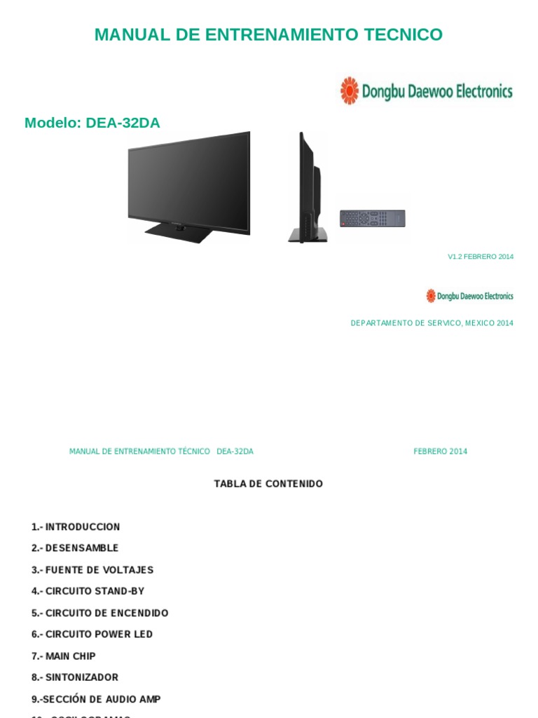 Daewoo Dea-32da Led TV | PDF | Transistor | Diodo emisor de luz