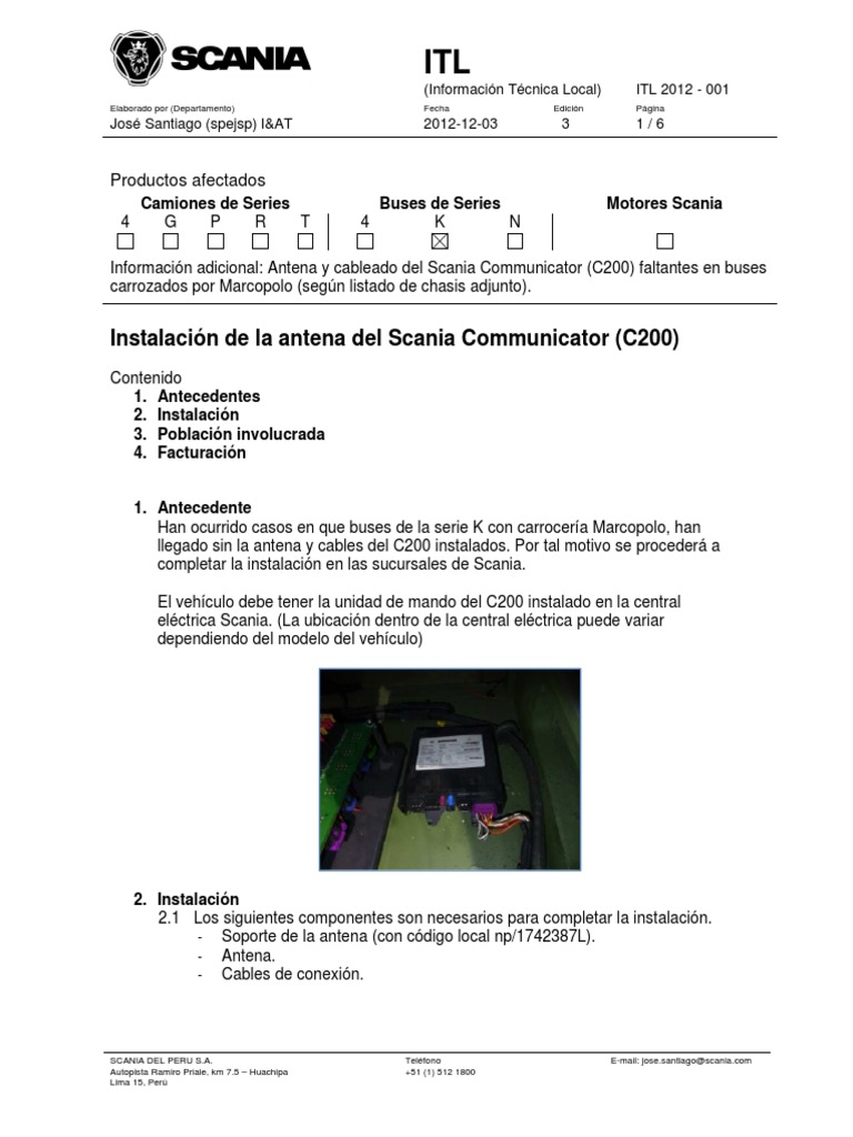 ITL 2012 - 001 Instalación de La Antena Del Scania Communicator (C200 ...
