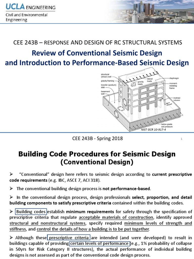 Review of Conventional Seismic Design Intro To Performance-Based Design ...
