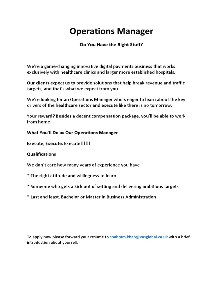 Job Ad Operations Manager | PDF