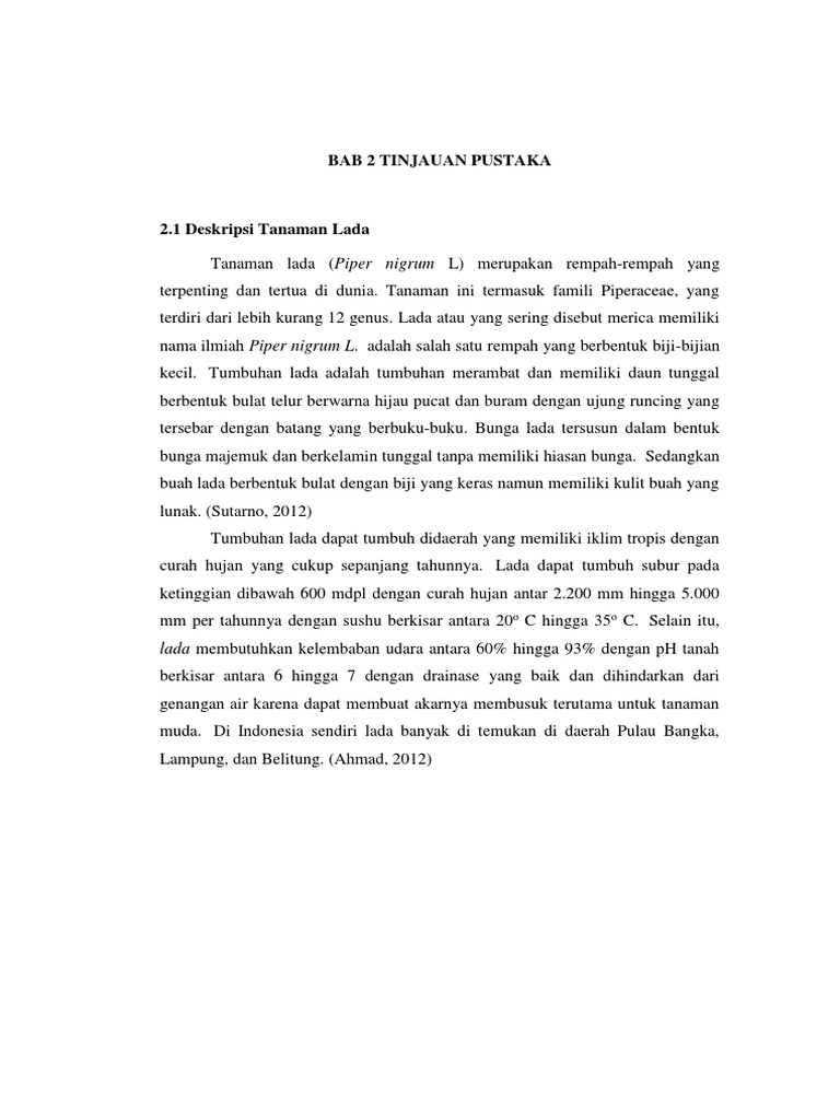 Bab 2 Tinjauan Pustaka Lada | PDF