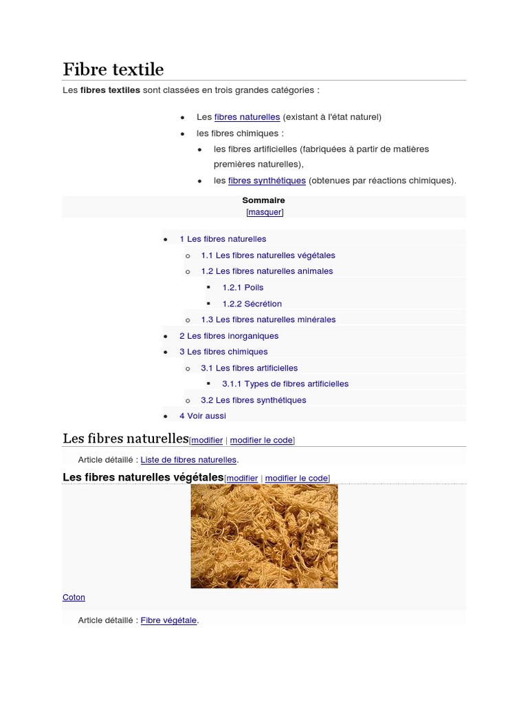 Classification des fibres textiles | PDF | Laine | Soie