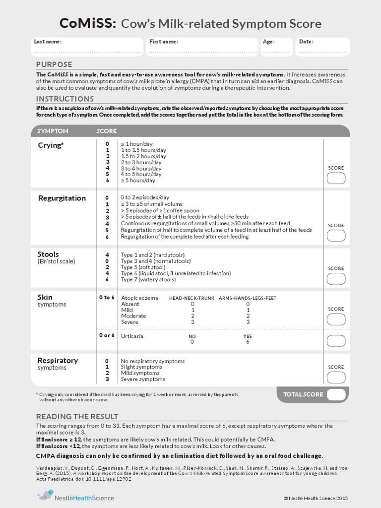 Comiss Scoring Form | PDF | Rtt | Medical Specialties
