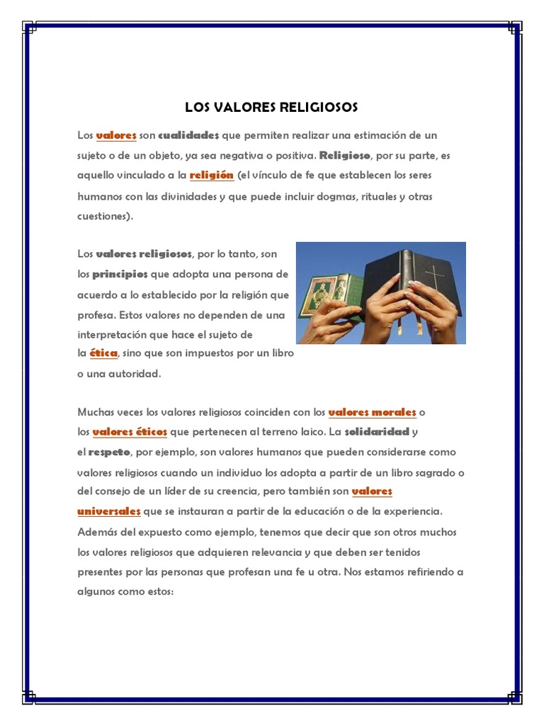 Ejemplos y Tipos de Valores Religiosos | PDF | Dogma | Fe