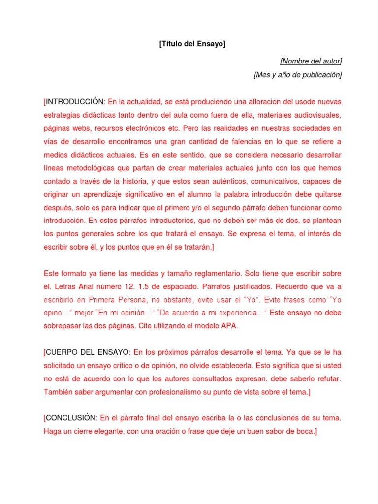 Formato para Ensayo. | PDF