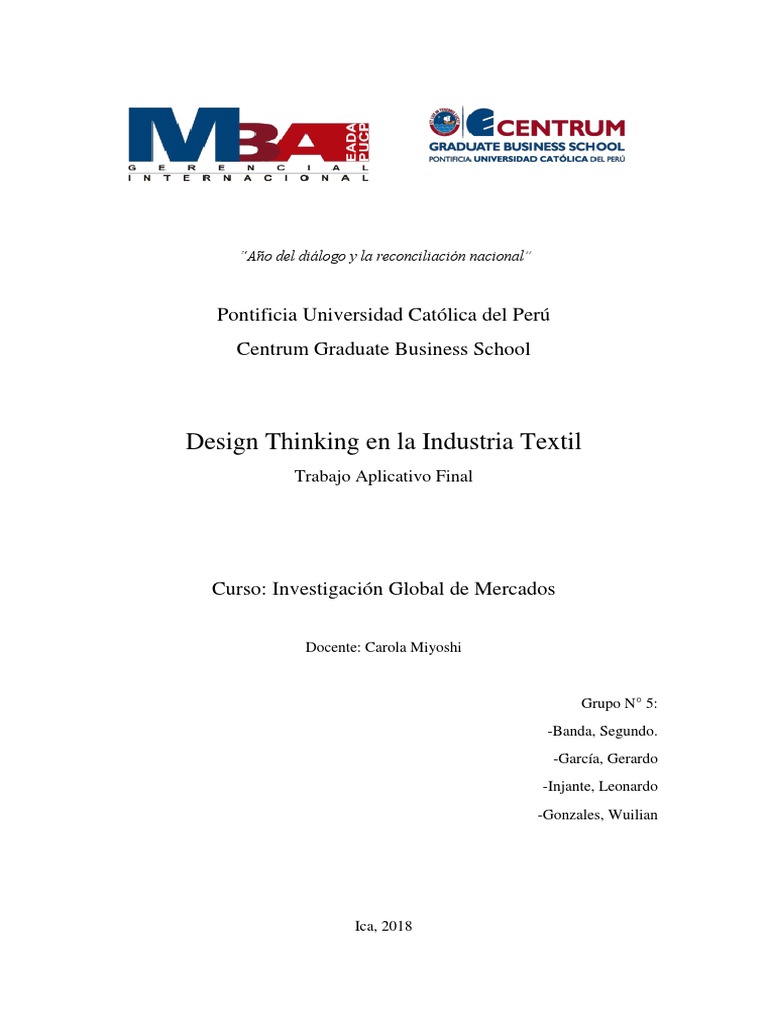 Design Thinking en La Industria Textil Grupo 5 | PDF | Cliente ...