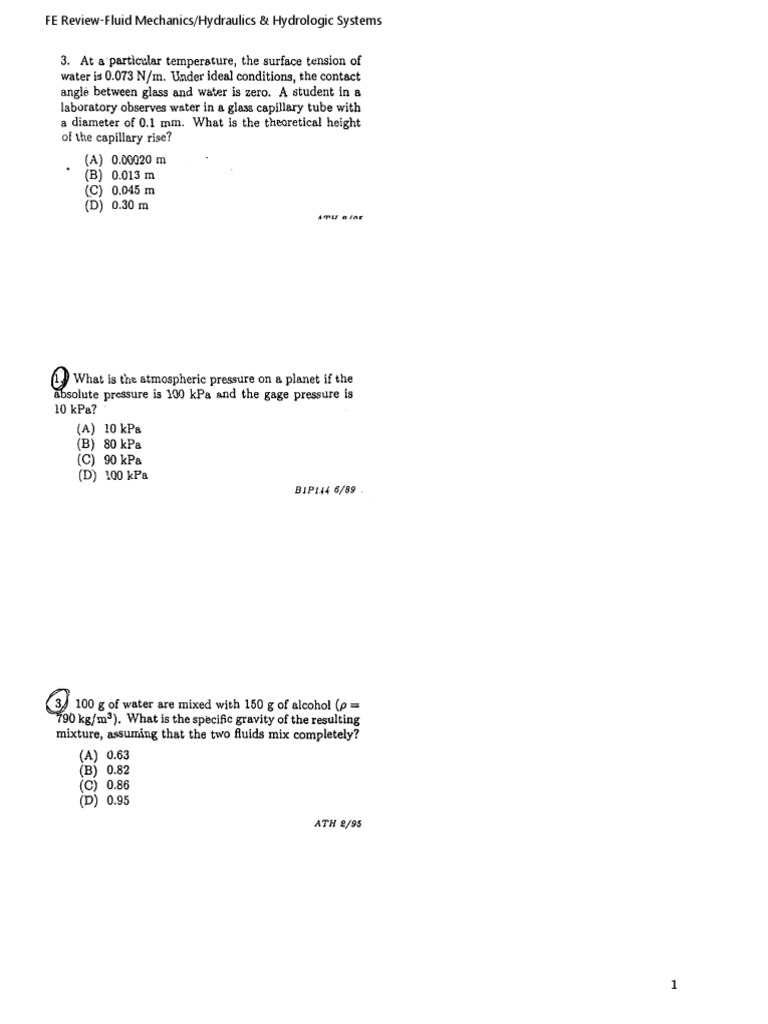 Fluid Mechanics Problems | PDF | Transparent Materials | Pressure