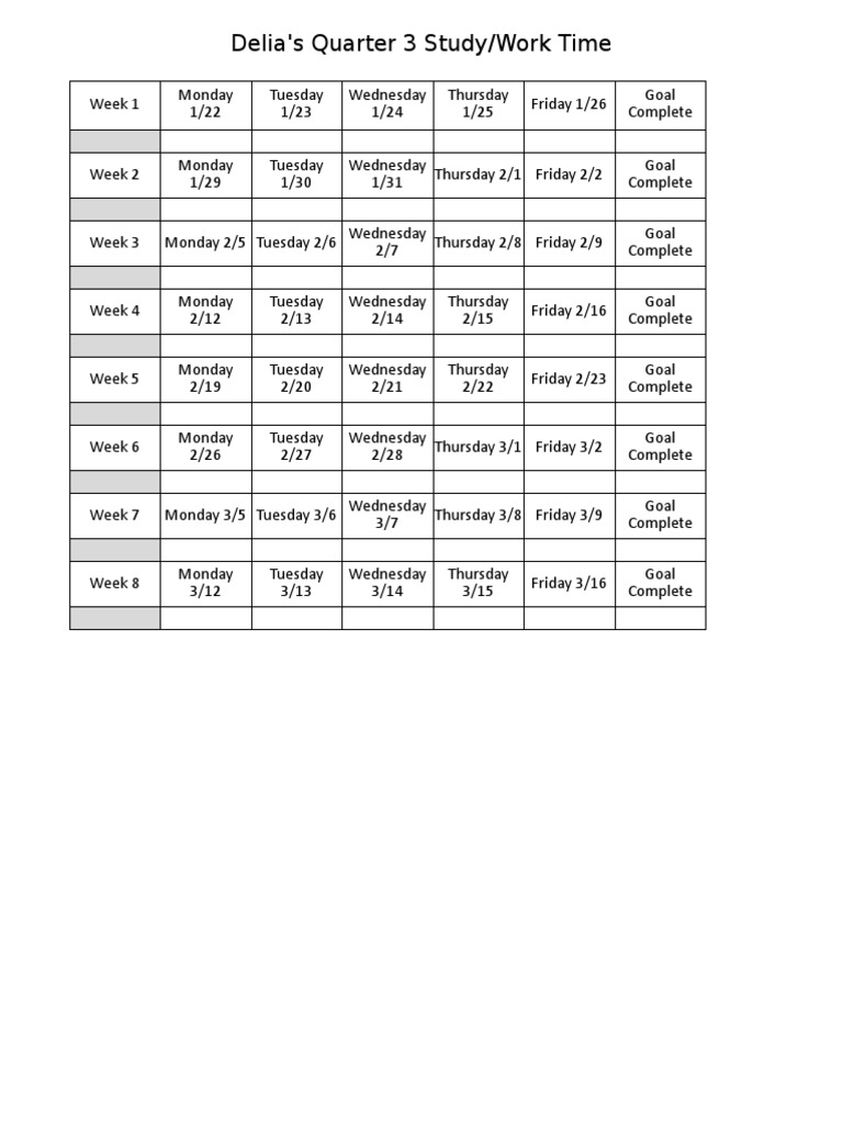 Delia's Q3 Study Schedule 2023 | PDF