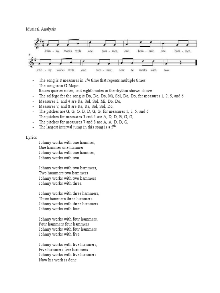 Johnny Works with One Hammer Analysis | PDF