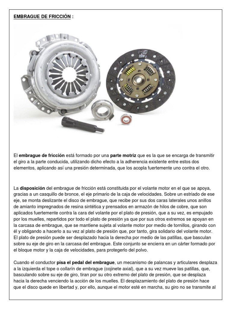 Embrague de Fricción | PDF | Embrague | Esfuerzo de torsión