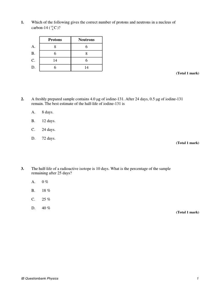 Atomic & Nuclear Physics Qs PDF | PDF | Radioactive Decay | Atomic Nucleus