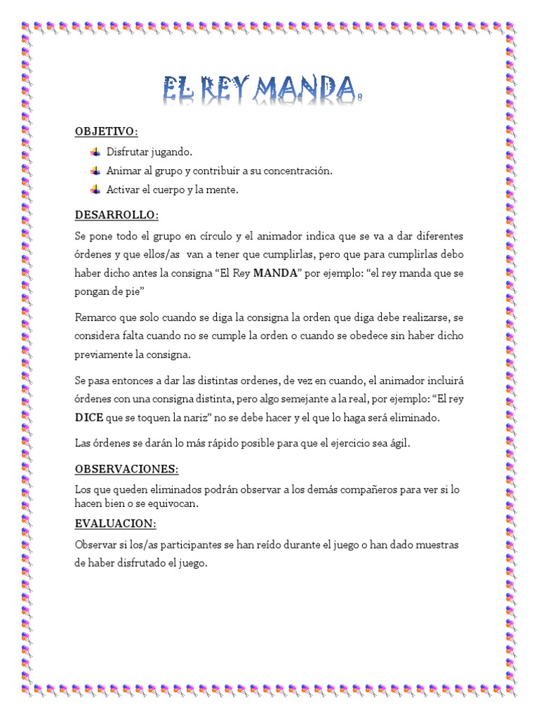 El Rey Manda: Dinámica de Juego | PDF | Crecimiento personal y ...