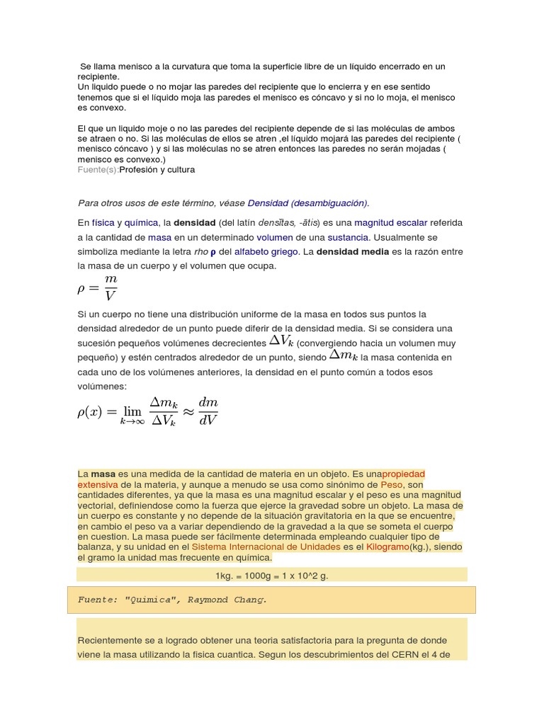 Se Llama Menisco A La Curvatura Que Toma La Superficie Libre de Un ...