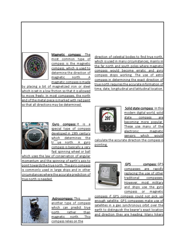 Types of Compass | PDF | Compass | Gyroscope