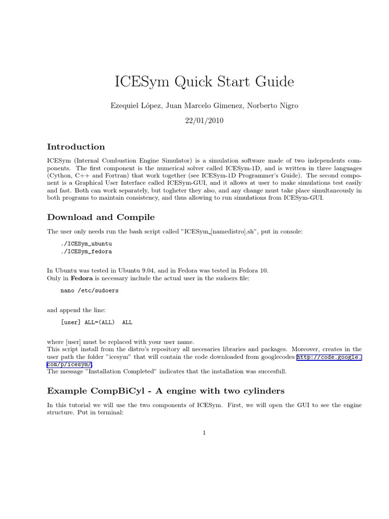 ICESym Quick Start Guide: An Introduction to Using ICESym Simulation Software for Internal ...