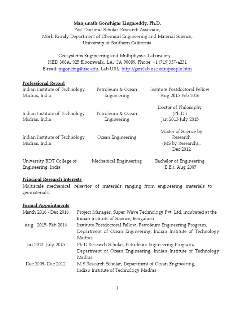 Manjunath CV | PDF | Hydraulic Fracturing | Engineering