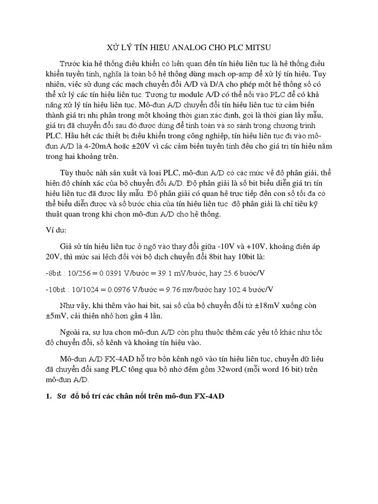 XỬ LÝ TÍN HIỆU ANALOG CHO PLC MITSU | PDF